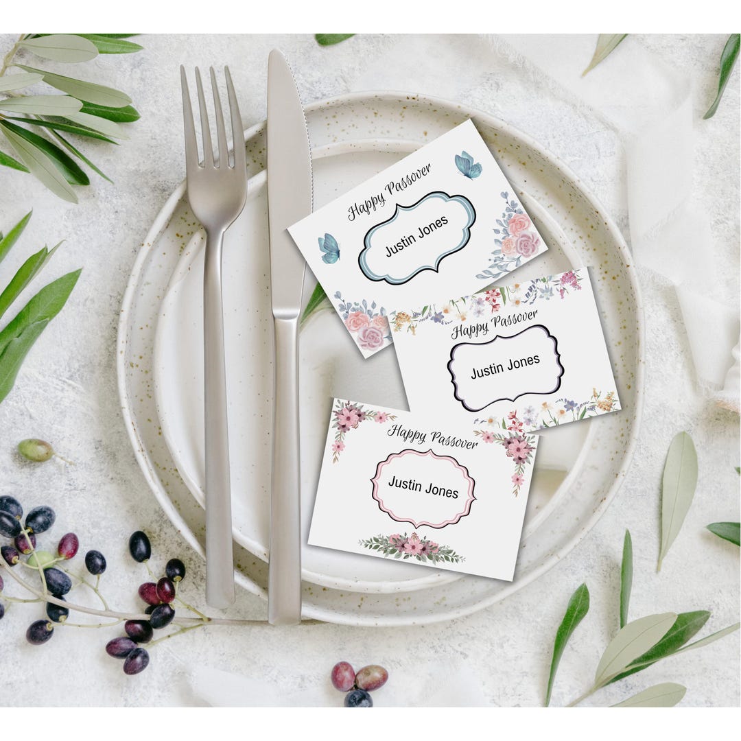 Customizable Passover Place Cards | Editable PDF for Instant Download ...