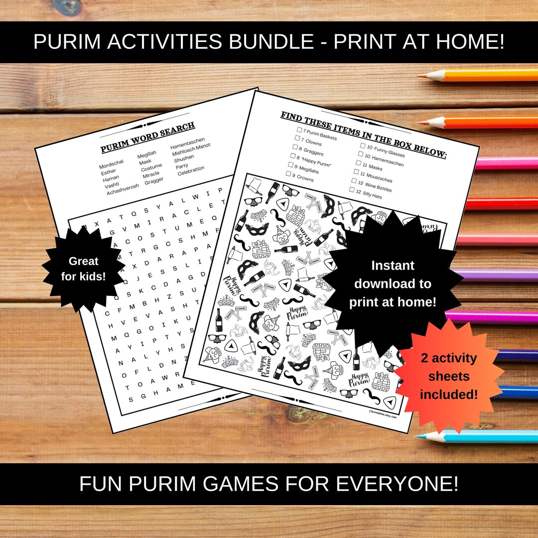 Purim Activities Bundle | Purim Games for Kids | Instant Digital ...