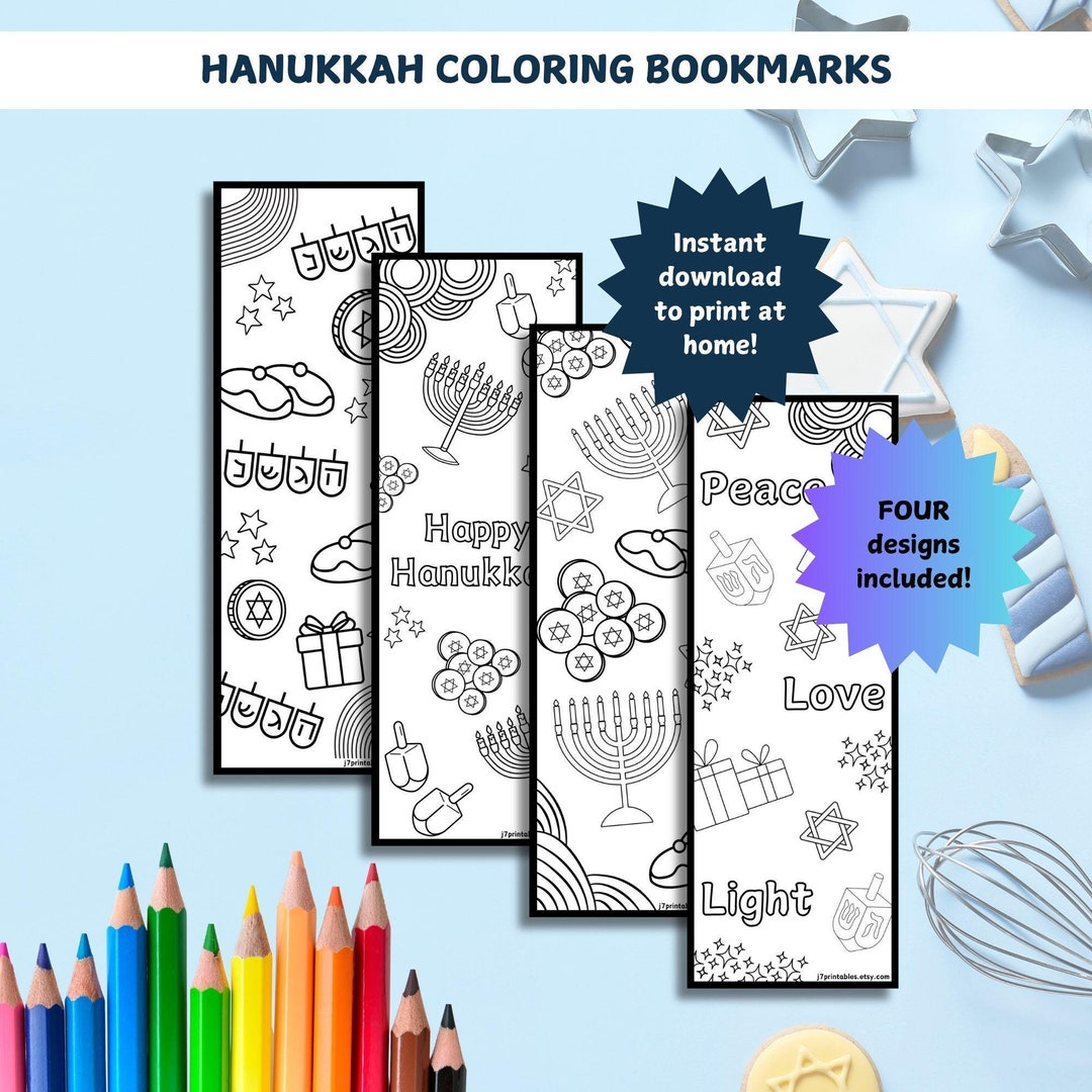 Hanukkah Coloring Bookmarks | Four Designs | Print at Home Coloring ...