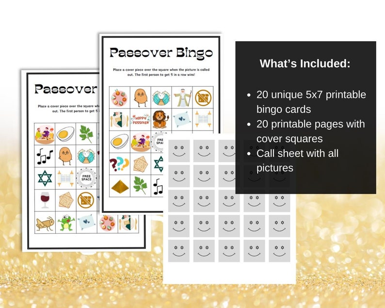 Passover Bingo for Kids Seder Fun 20 Unique Cards Instant Digital ...