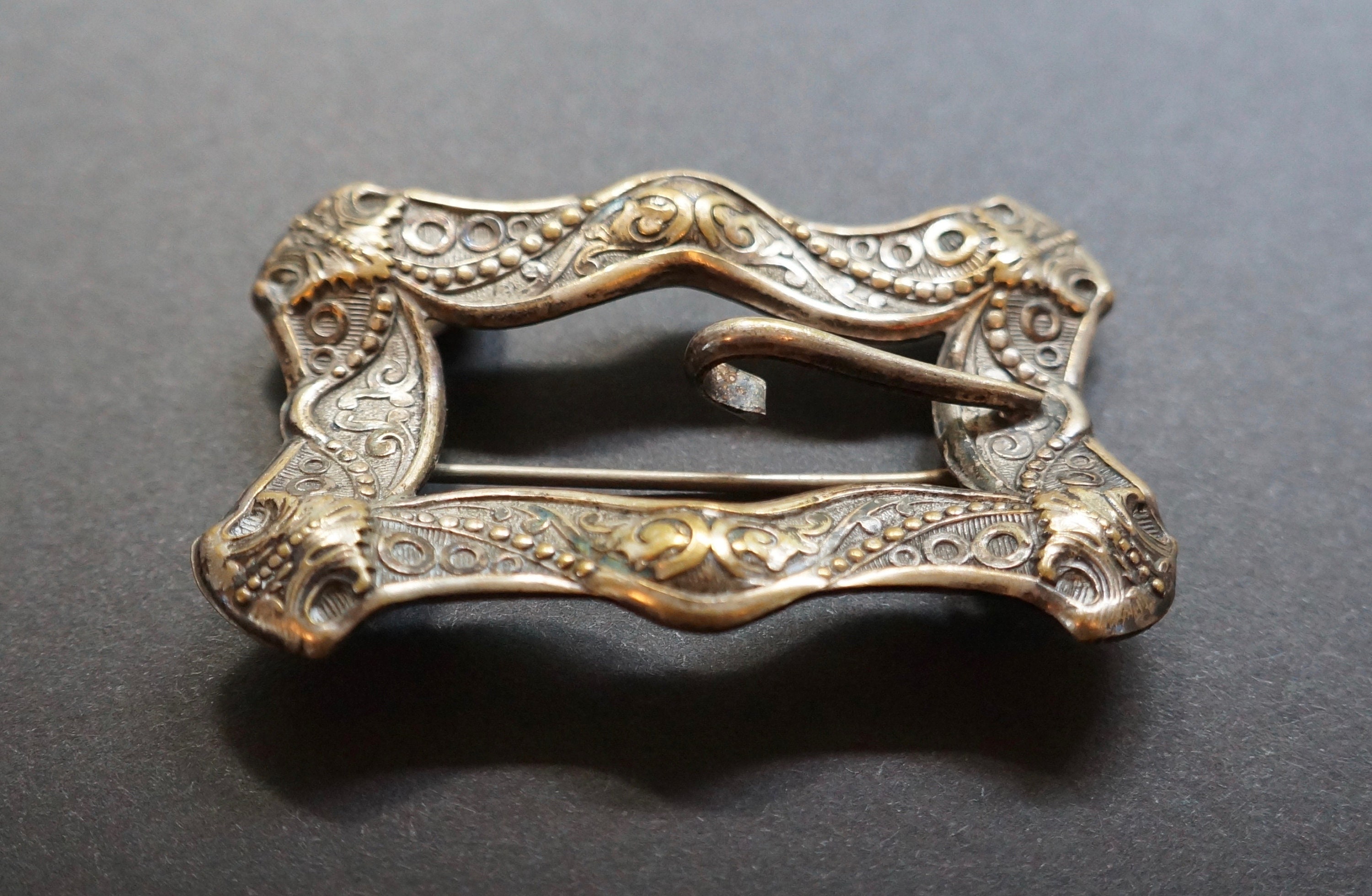 1890s Ornate Buckle-shaped Sash Pin in Silver Tone Metal. - Etsy