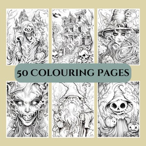 50 Halloween Colouring Pages Instant Download Printable Coloring Book ...