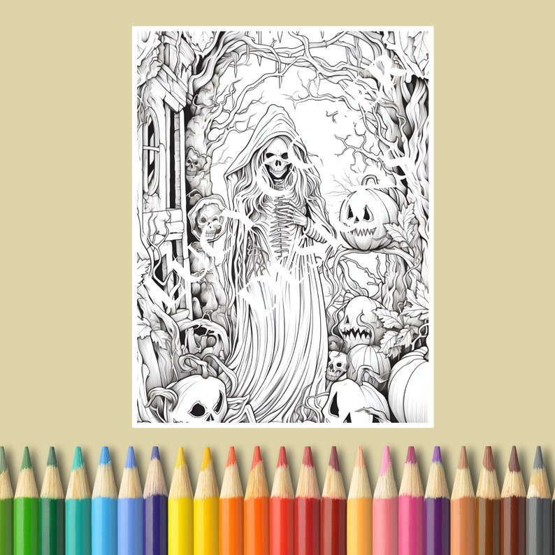 50 Halloween Colouring Pages Instant Download Printable Coloring Book ...