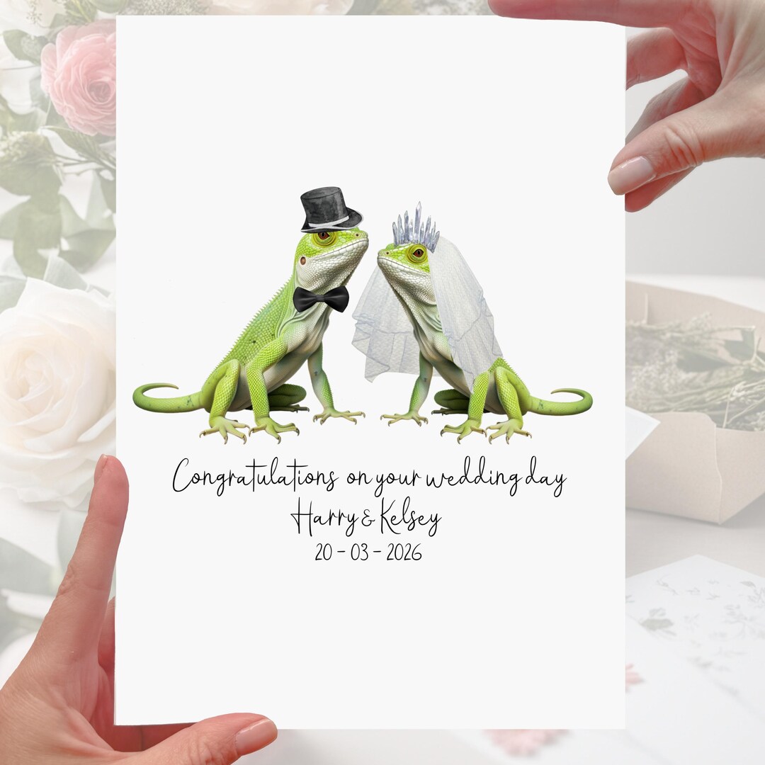 Lizard Wedding Card Personalised Bride & Groom Reptile - Etsy