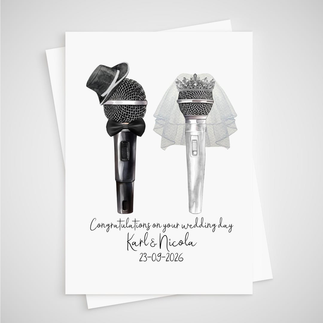 Singing Wedding Card Personalised Microphone Musician Vocalist Thank ...