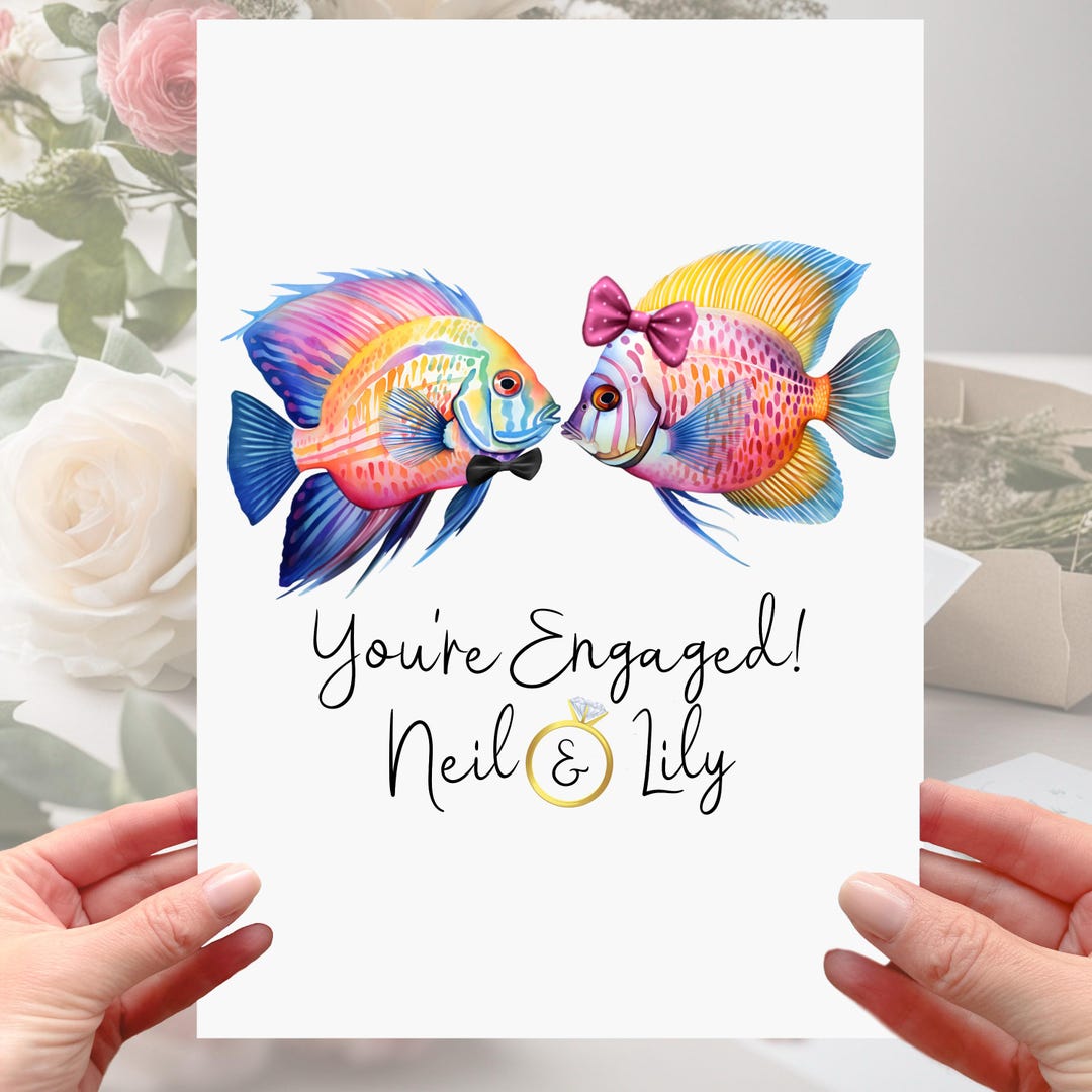 Tropical Fish Engagement Card Personalised - Etsy