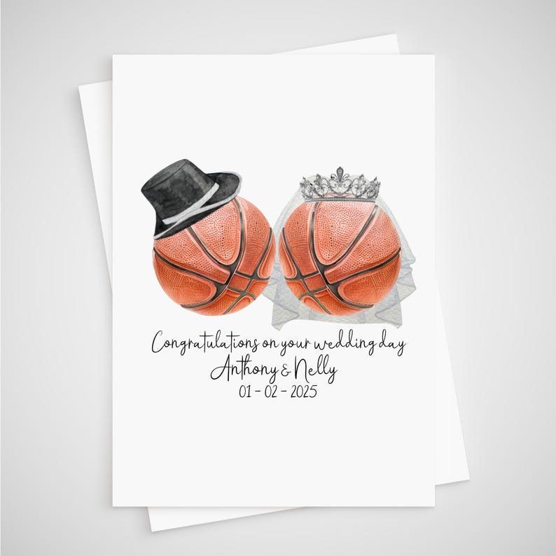 Basketball Wedding Card Personalised - Etsy