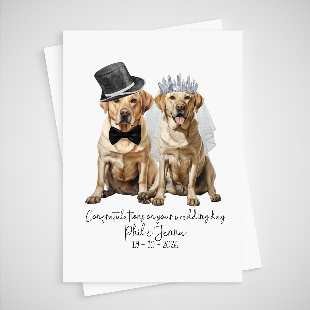 Golden Labrador Wedding Card Personalised Bride & Groom Dog - Etsy