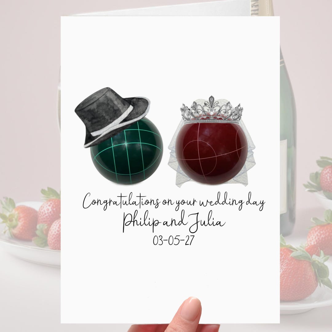Bocce Wedding Card Personalised Boules Bowls - Etsy