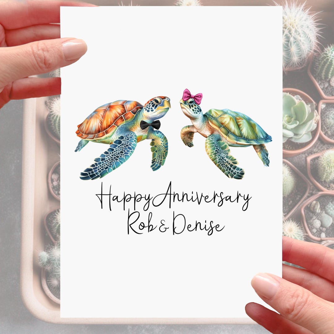 Sea Turtle Anniversary Card Personalised - Etsy