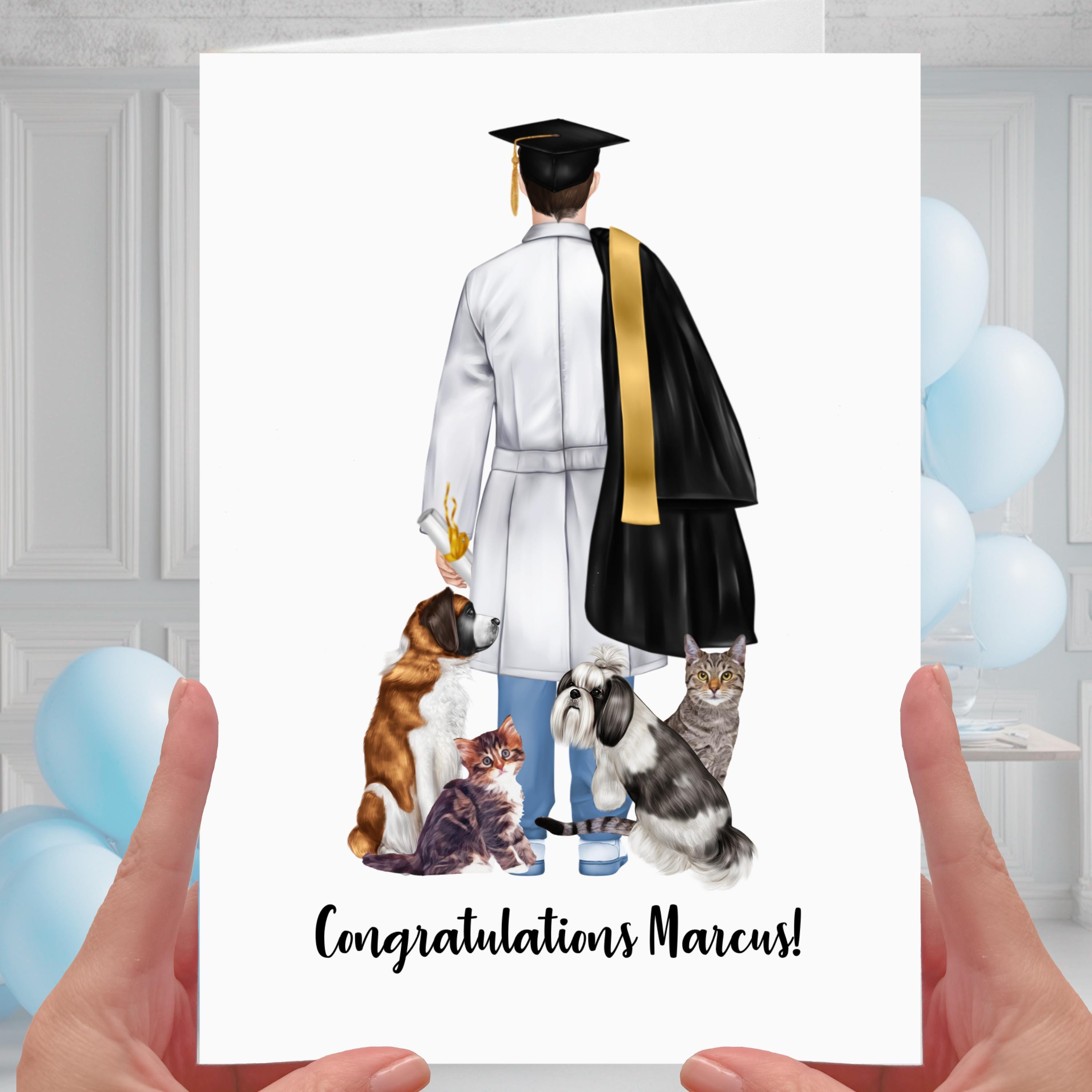 Graduation Vet Card Personalised Congratulations Male Veterinarian ...