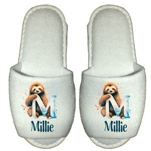 Personalised Sloth Spa Slippers - Sleepover Favour Boys Girls Slumber ...