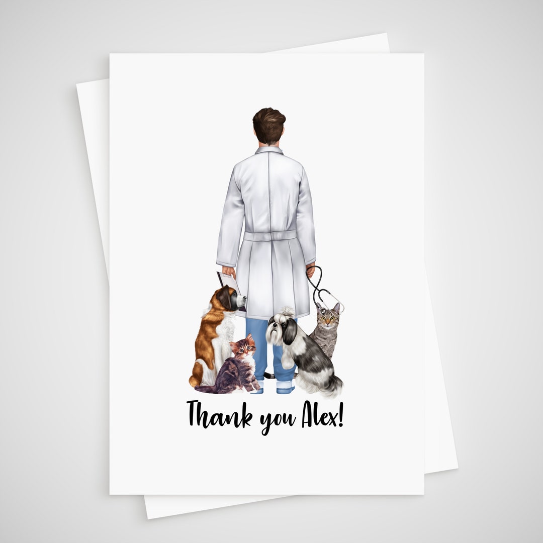 Personalised Vet Thank You Card Dog Cat Veterinarian Tech - Etsy