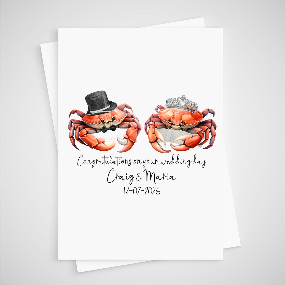 Personalised Crab Wedding Card Bride & Groom Ocean - Etsy