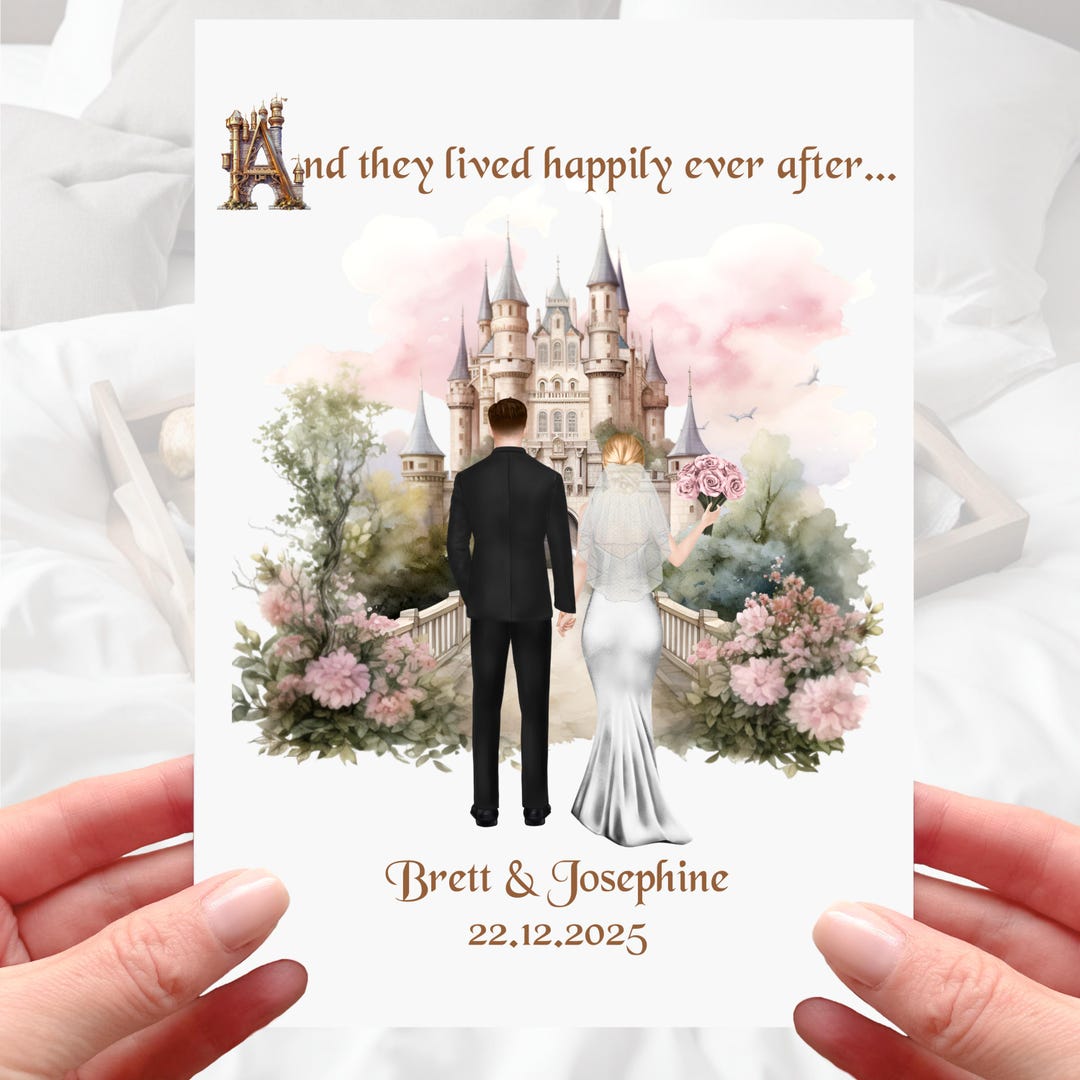Fairytale Wedding Card Personalised Bride & Groom Happily Ever After - Etsy