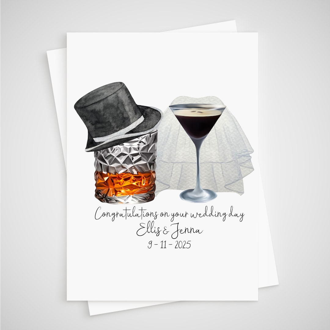 Whiskey Wedding Card Personalised Cocktail Beer Champagne Wine - Etsy