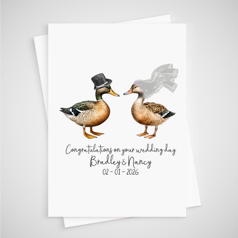 Personalised Duck Wedding Card Bride & Groom Mallard - Etsy