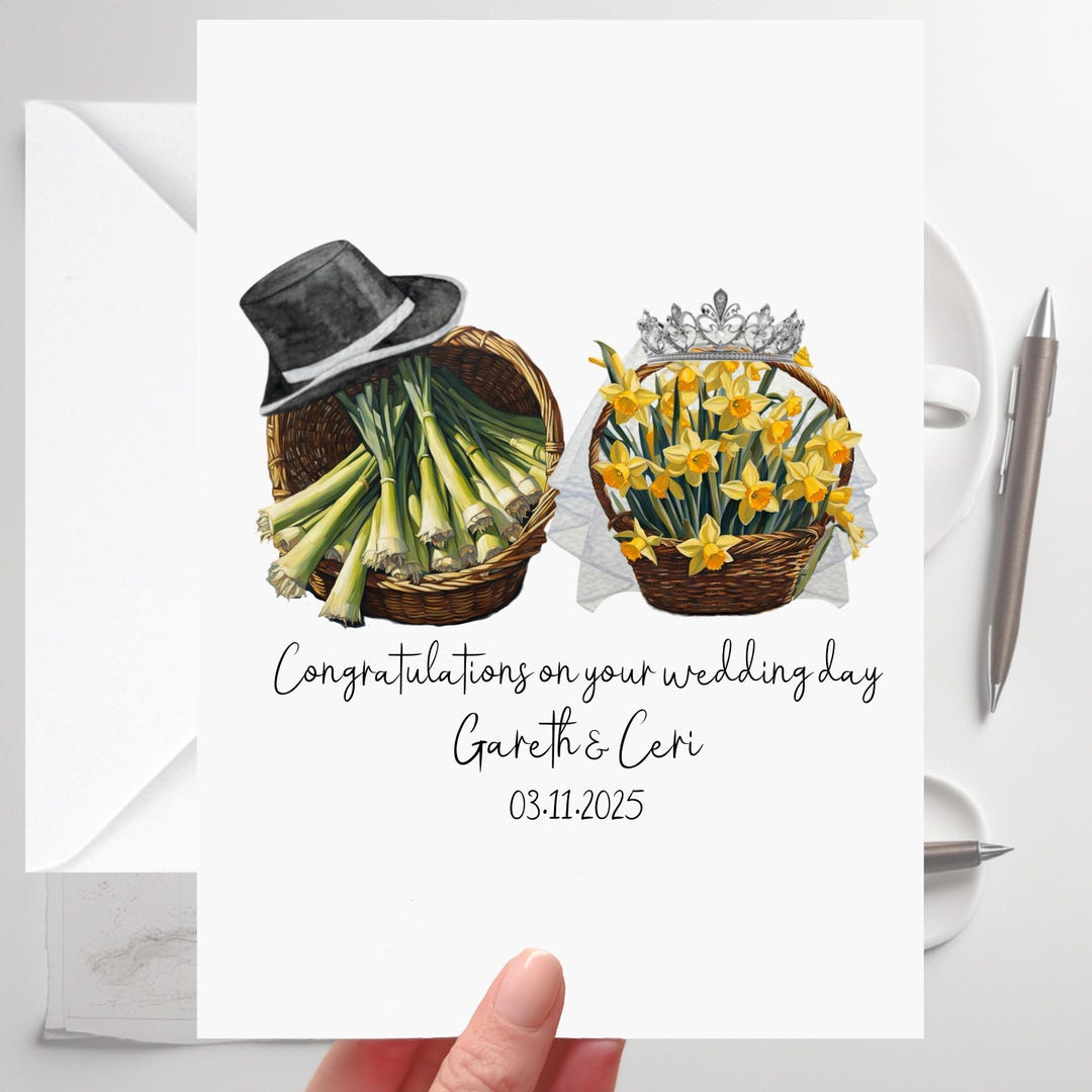 Welsh Wedding Card Personalised Wales Daffodils Leeks - Etsy