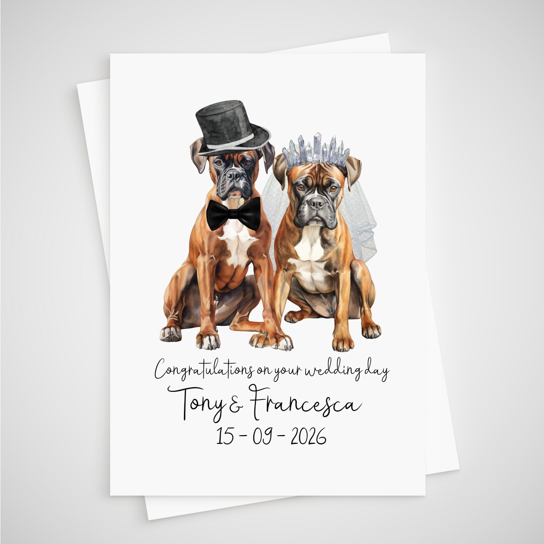 Boxer Dog Wedding Card Personalised Bride & Groom - Etsy