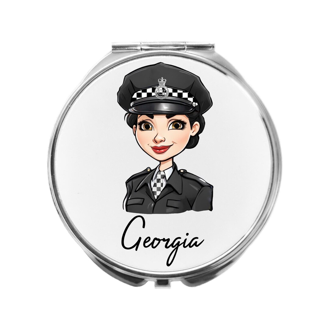 Police Woman Mirror Personalised Compact Gift for Police Officer ...