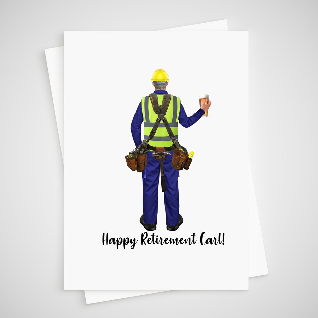Construction Worker Card Personalised Retirement Builder Workman - Etsy