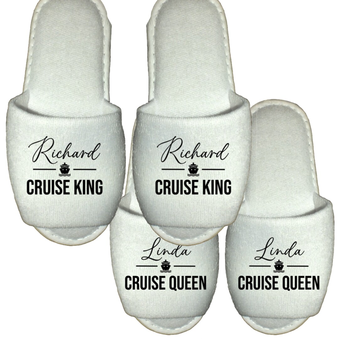 Personalised Spa Slippers Cruise King Queen - Ship Holiday Party Hotel ...