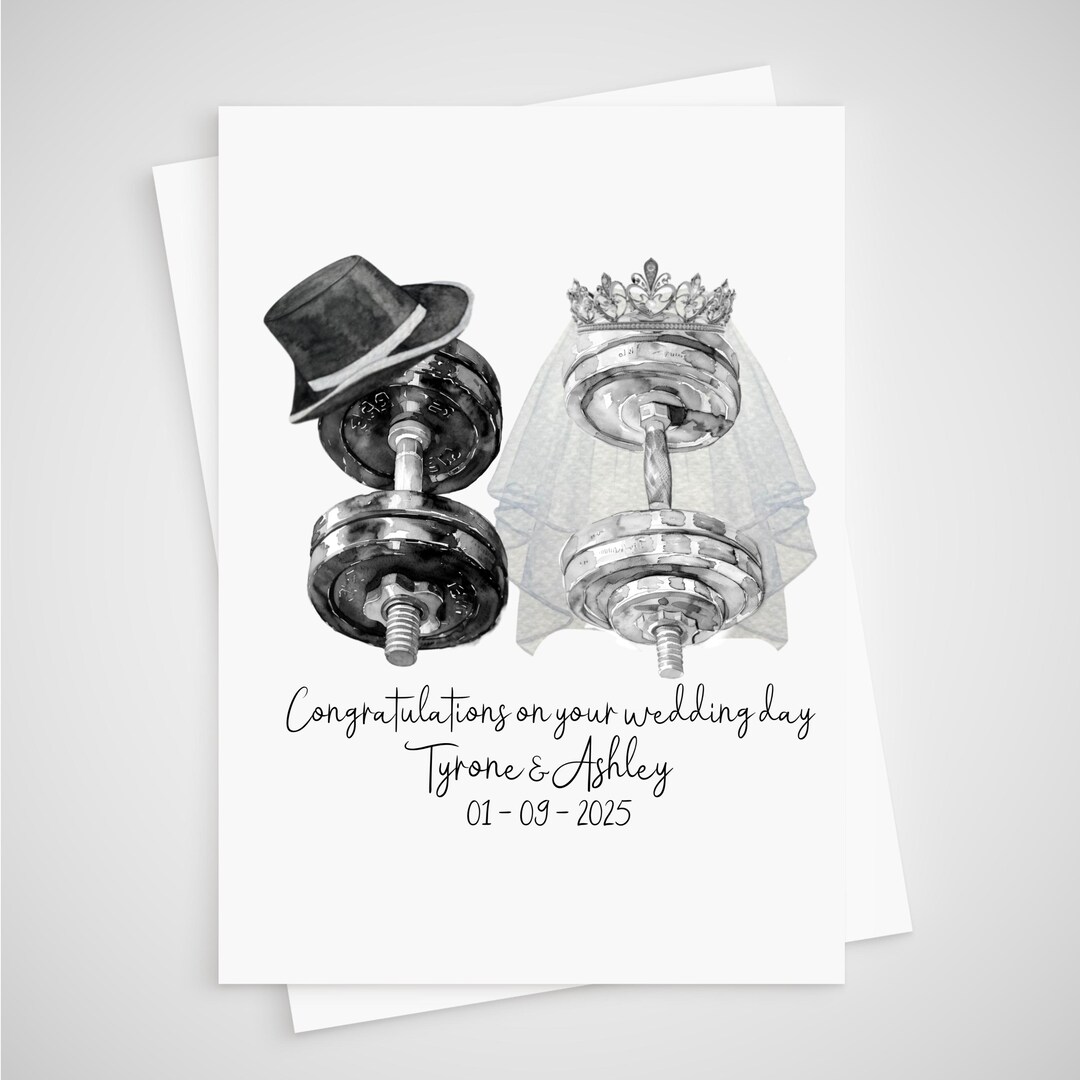 Gym Wedding Card Personalised Weights Dumbbells Fitness - Etsy
