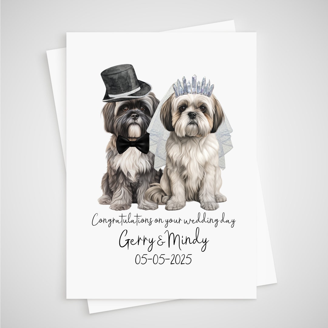 Personalised Shih Tzu Wedding Card Dog Bride & Groom - Etsy