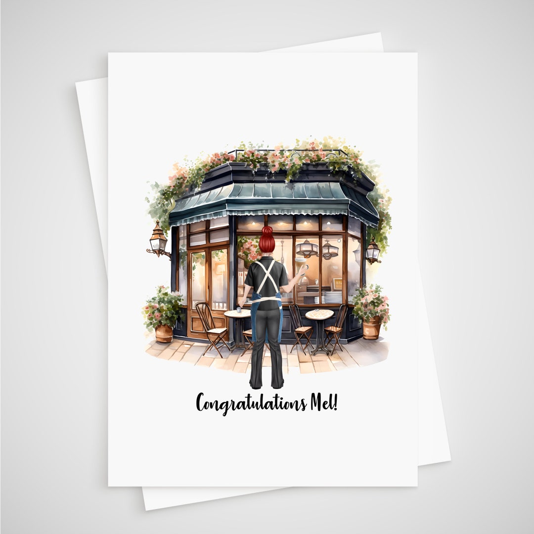 Waitress New Job Card Personalised Barista Coffee Shop Congratulations ...