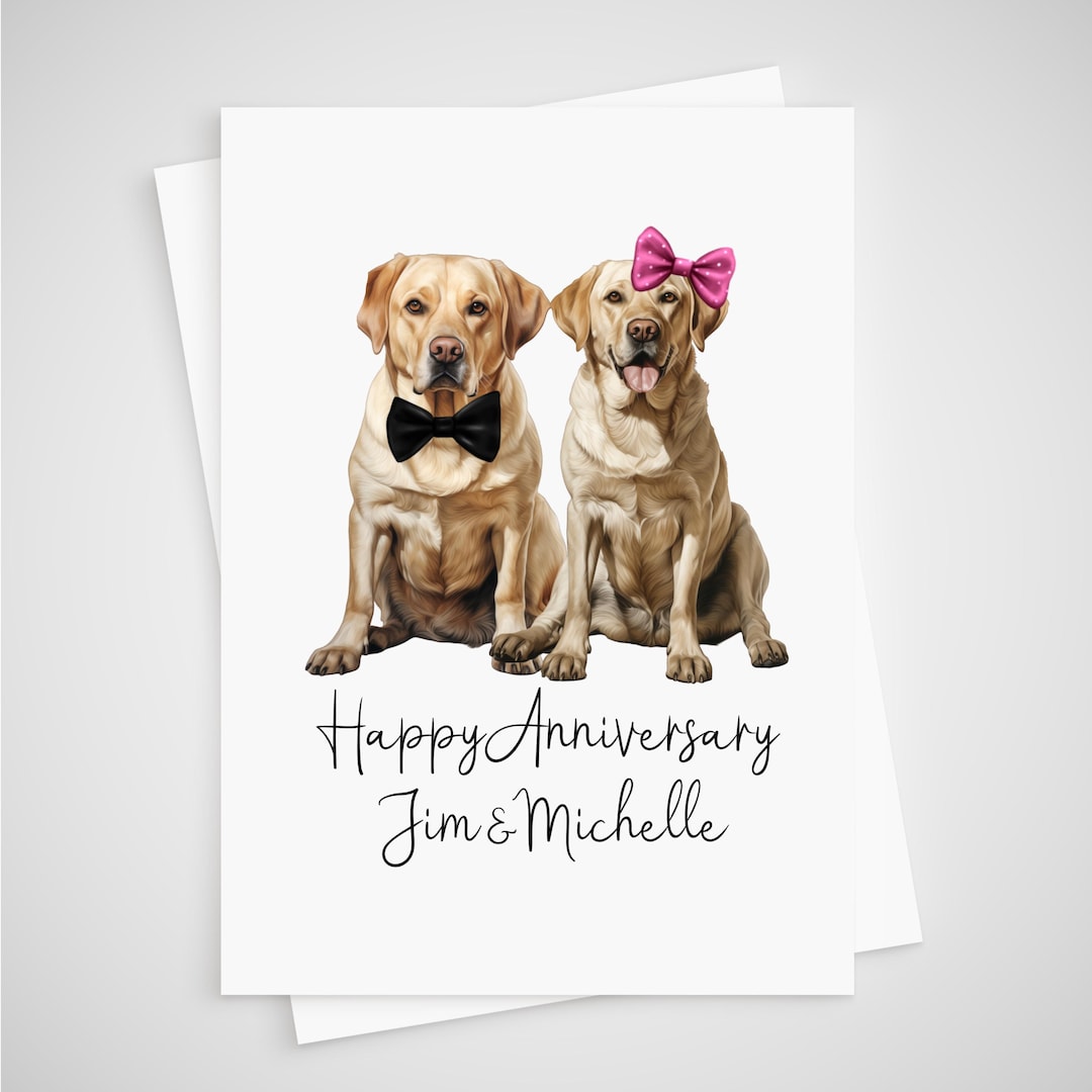 Labrador Anniversary Card Personalised Dog - Golden Chocolate Black - Etsy