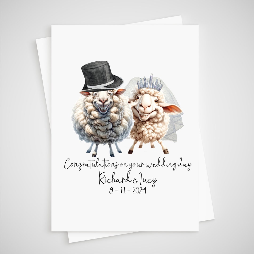Sheep Wedding Card Personalised Bride & Groom Novelty - Etsy
