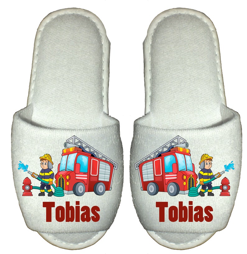 Personalised Childrens Slippers Fire Engine Fireman | Etsy