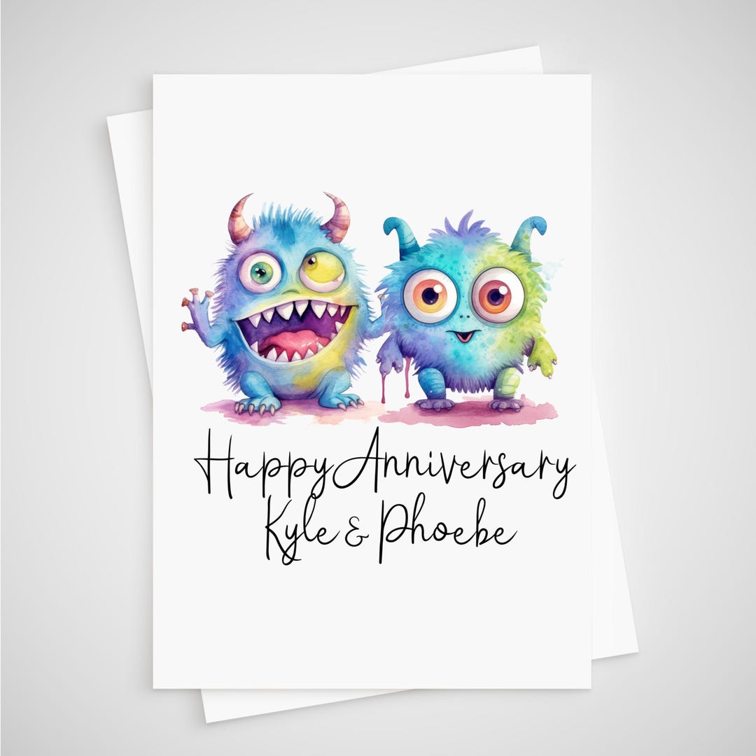 Personalised Monster Anniversary Card Novelty - Etsy