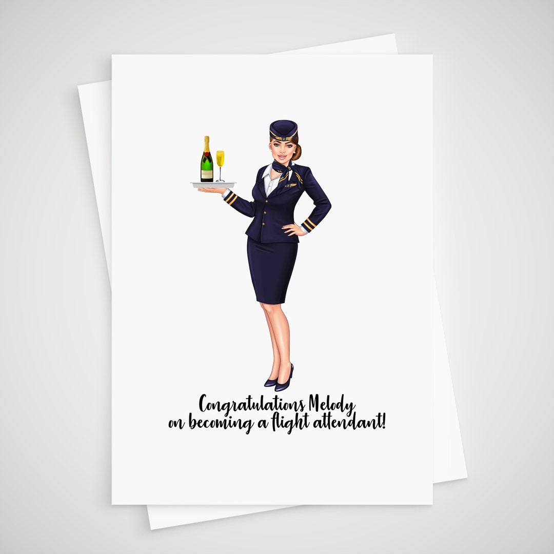 Personalised Flight Attendant Card Congratulations on New Job Gaining ...