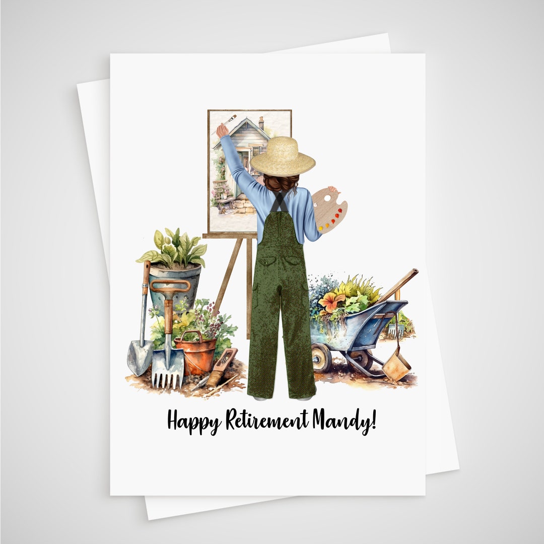 Retirement Card Plants Painting Personalised Woman - Etsy