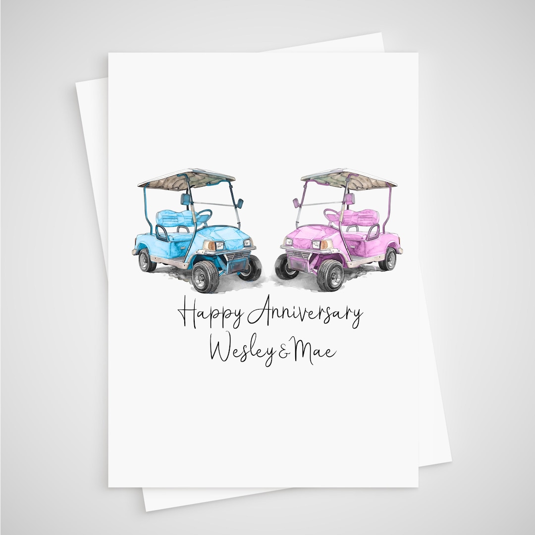 Golf Cart Anniversary Card Personalised - Etsy