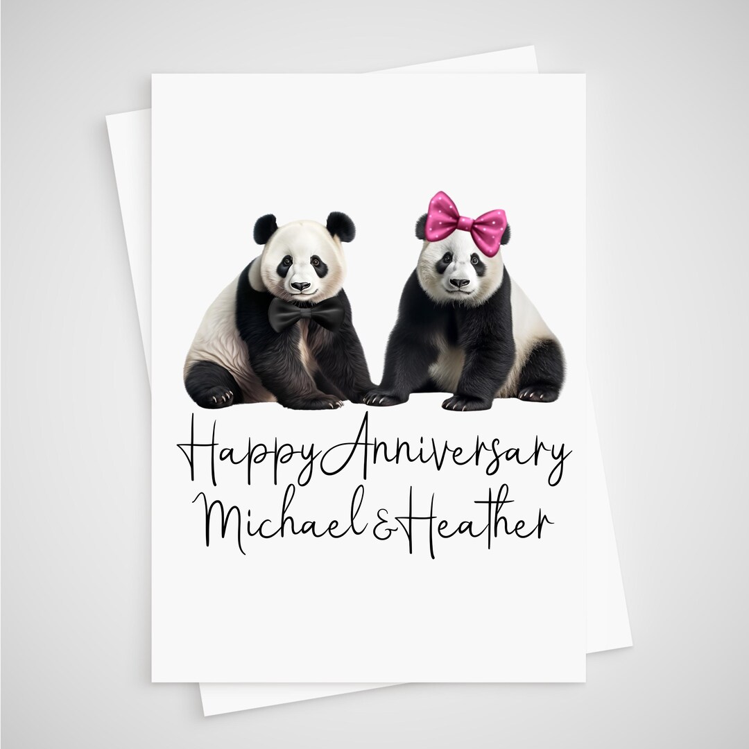 Panda Anniversary Card Personalised - Etsy