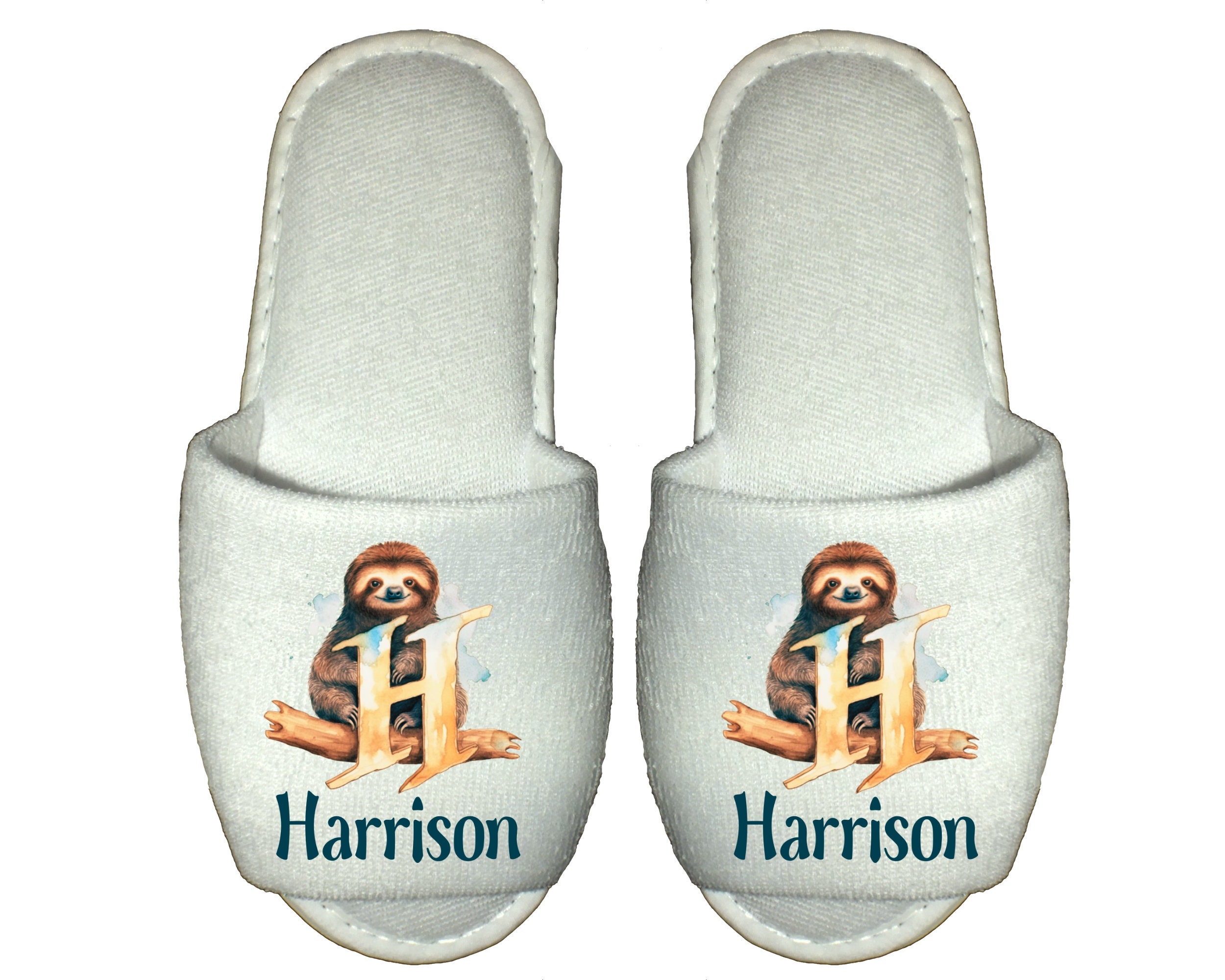 Personalised Sloth Spa Slippers - Sleepover Favour Boys Girls Slumber ...