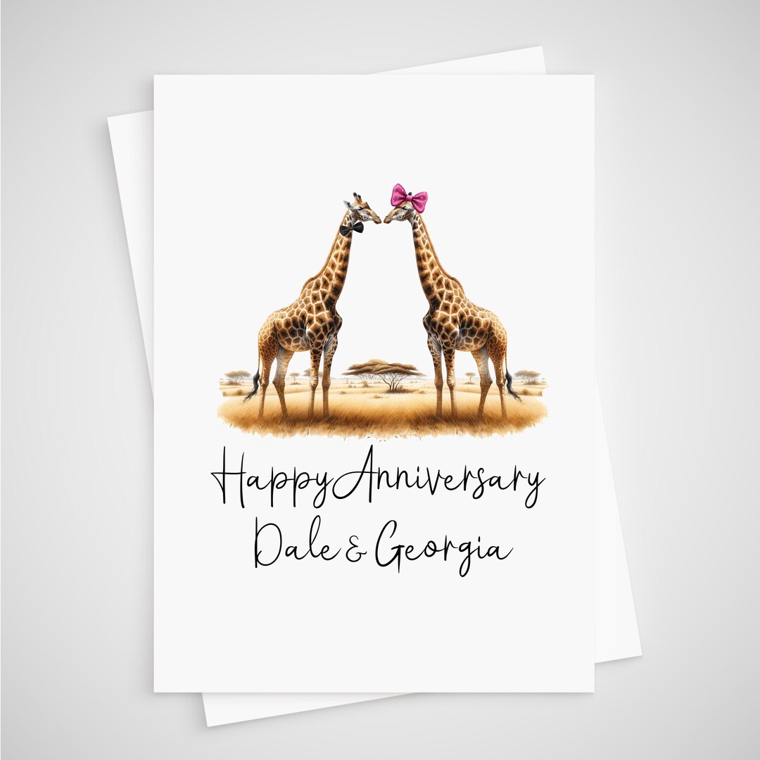 Giraffe Anniversary Card Personalised - Etsy