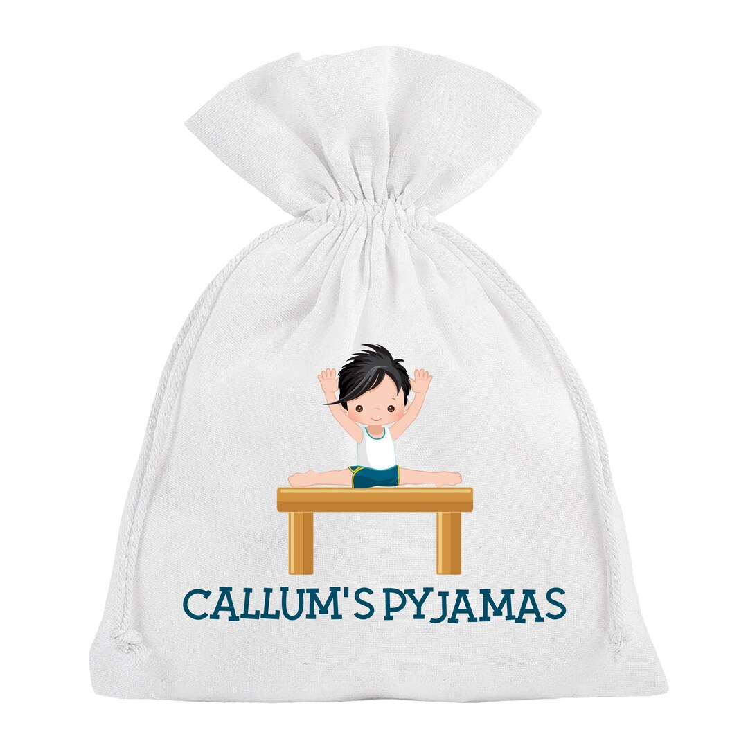 Gymnastics Pyjama Bag Personalised Boys Blue Sleepover Slumber Party Pj ...