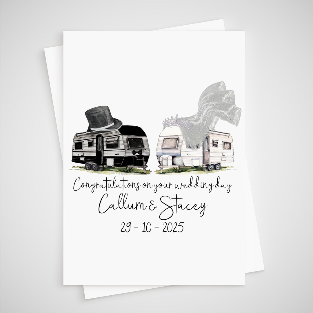 Caravan Wedding Card Personalised Bride Groom Motorhome - Etsy