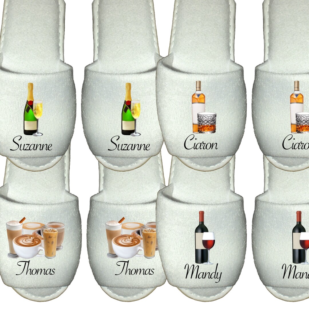 Personalised Spa Slippers - Drink Party Alcohol Whiskey Wine Champagne ...