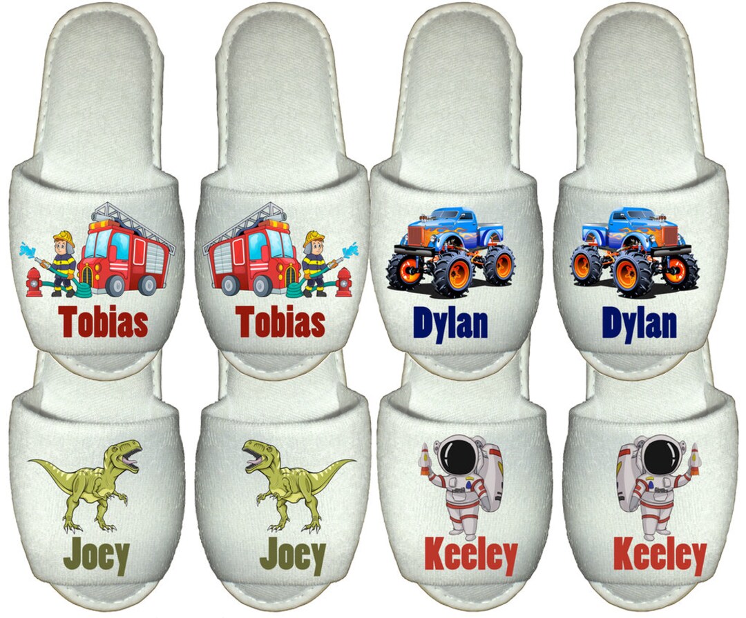 Personalised Childrens Slippers - Fire Engine Fireman Astronaut Space ...