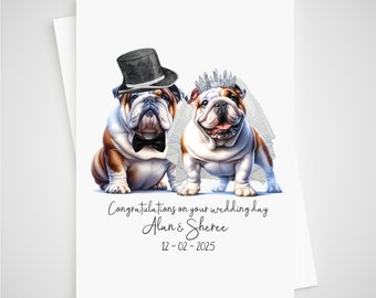 PRINTABLE Wedding Card Congratulations, English Bulldog Newlywed Card ...