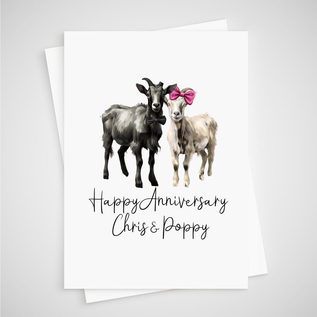 Goat Anniversary Card Personalised - Etsy