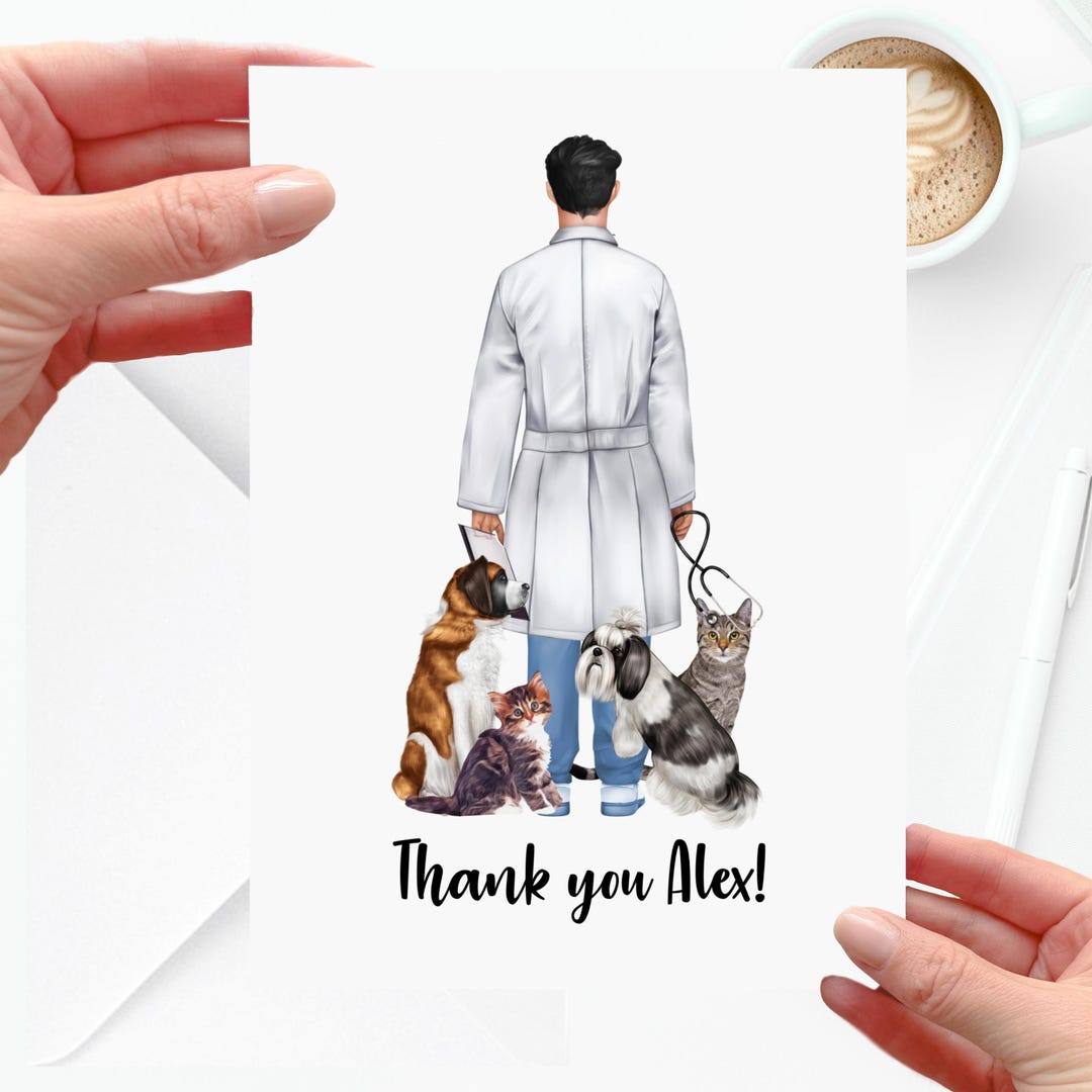 Vet Thank You Card Personalised Dog Cat Veterinarian Tech - Etsy