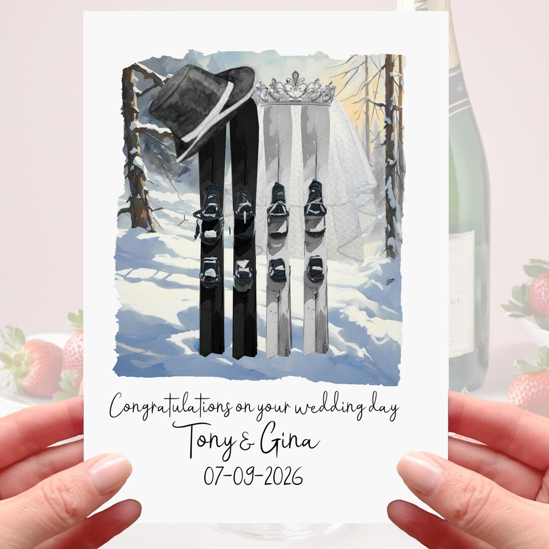 Skiing Wedding Card Personalised Ski Slopes Snow Winter - Etsy