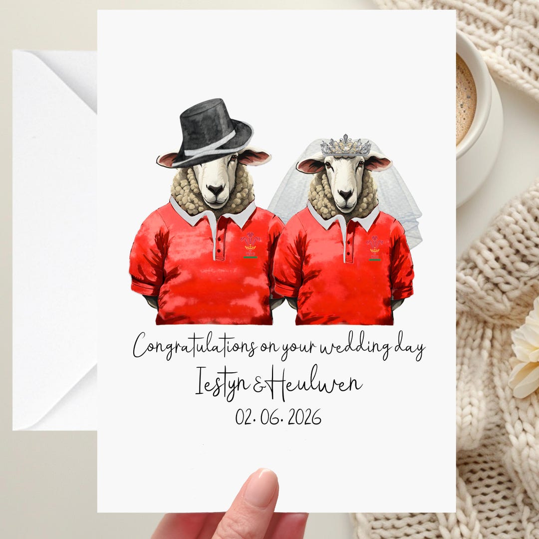 Welsh Wedding Card Personalised Wales Rugby Sheep - Etsy