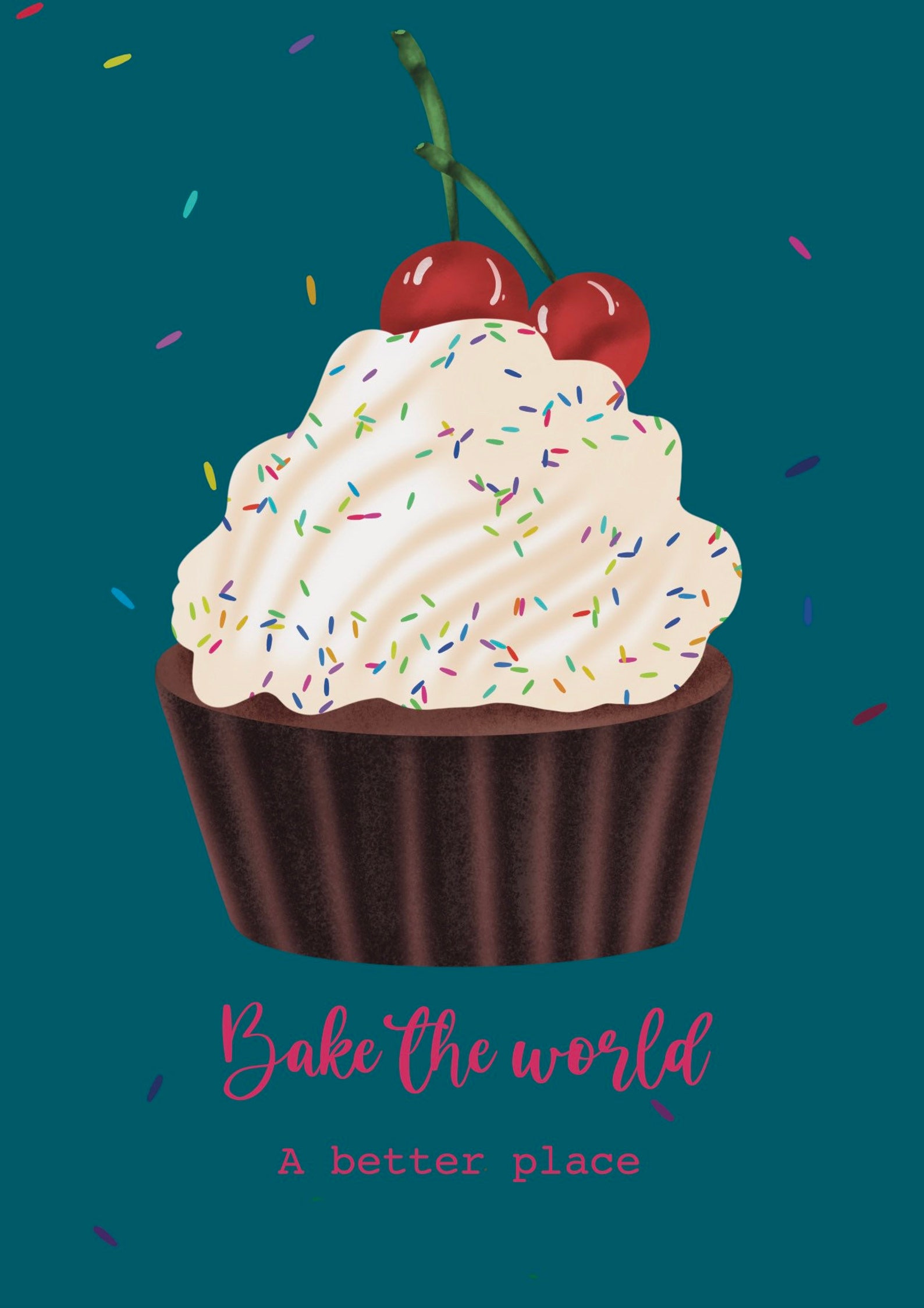 Cake poster art print cakes baker wall art illustration | Etsy