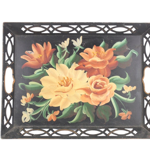 Floral Metal Tray - Etsy